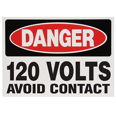 Voltage Warning Labels - Danger 120 Volts Avoid Contact | Emedco