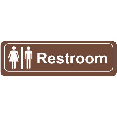 Restroom Sign - Brown w/ Graphic | Emedco