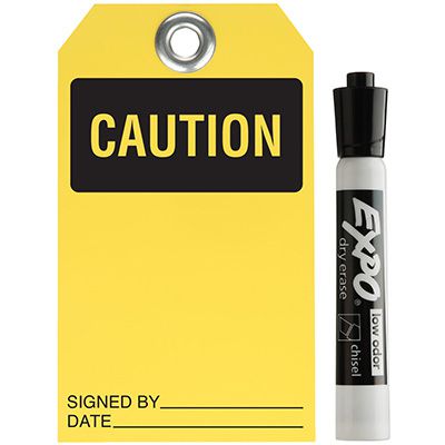 Caution Write-On Wipe-Off Tag | Caution Tags | .com | Seton