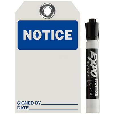 Reusable Plastic Notice Dry Erase Tags (25 Pk) | Emedco