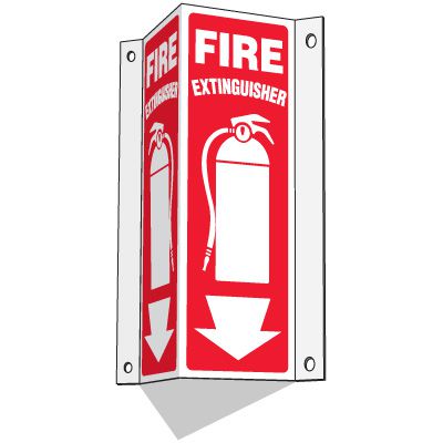 Fire Extinguisher 3-Way View Safety Sign w/ Graphic | Seton