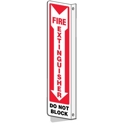 Slim-Line 2-Way Fire Extinguisher Arrow Sign - Do Not Block | Emedco