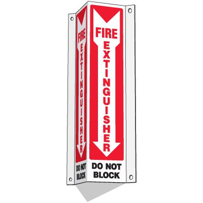 3-Way Fire Signs - Fire Extinguisher Do Not Block (Down Arrow) | Seton