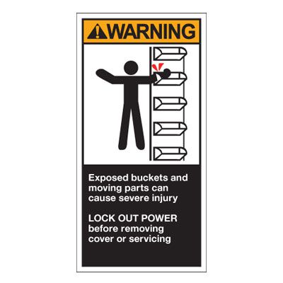Conveyor Safety Labels - Warning Exposed Buckets|Seton Canada | Seton.ca