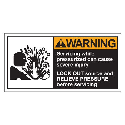 Conveyor Safety Labels - Warning Servicing While Pressurized | Emedco