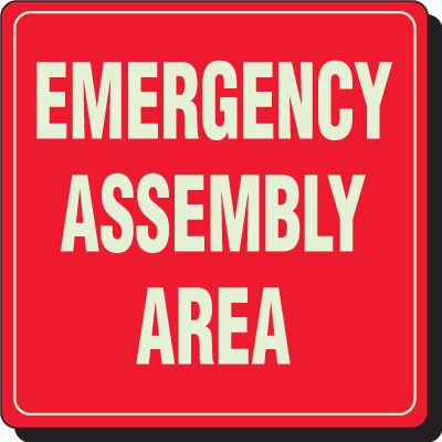 Glow In The Dark Emergency Assembly Area Signs | Emedco