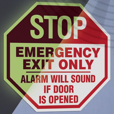 Emergency Exit Alarm Will Sound Sign | Emedco