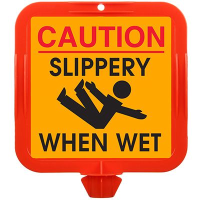 Slipery When Wet Safety Cone Sign | Safety Sign.com | Emedco