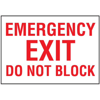 Emergency Exit Do Not Block Signs | Seton
