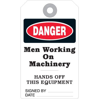 Men Working On Machinery - Accident Prevention Duro-Tag | Seton