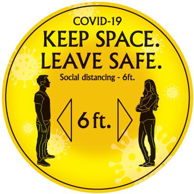 COVID-19 Floor Markers - Keep Space Leave Safe | Emedco