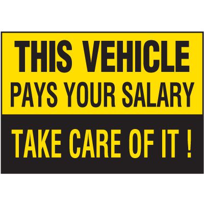Take Care Of Vehicle Label | Emedco