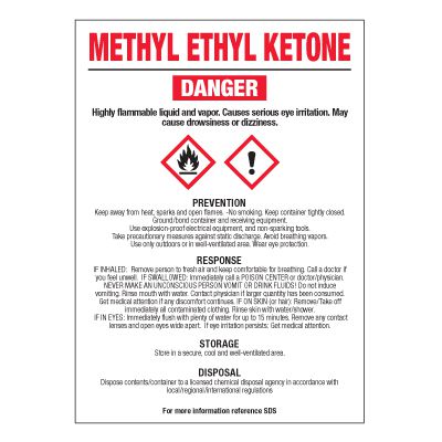 GHS Chemical Labels - Methyl Ethyl Ketone, GHS Labels | Emedco