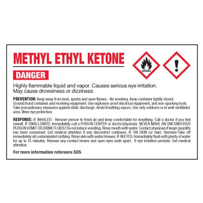 Methyl Ethyl Ketone - GHS Chemical Labels | Seton