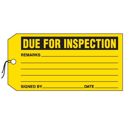 Production Control Tags - Due For Inspection|Seton Canada | Seton.ca