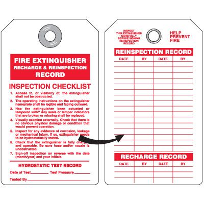 Fire Extinguisher Inspection Tags | Emedco