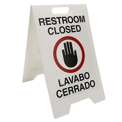 Restroom Closed Bilingual Portable Floor Stand | Emedco