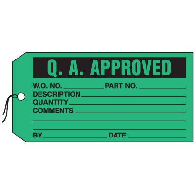Production Control Tags - Q.A. Approved|Seton Canada | Seton.ca