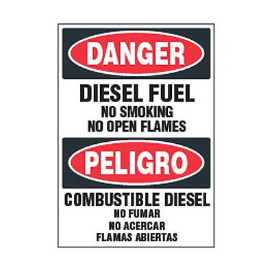 Bilingual Chemical Safety Labels - Danger Diesel Fuel | Emedco