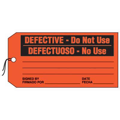 Bilingual Defective Production Status Tags | Seton | Seton