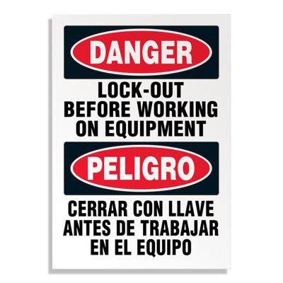 Bilingual Lockout Labels - Danger Lock-Out Before Working on Equipment ...