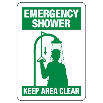 Emergency Shower Keep Area Clear Sign | Emedco