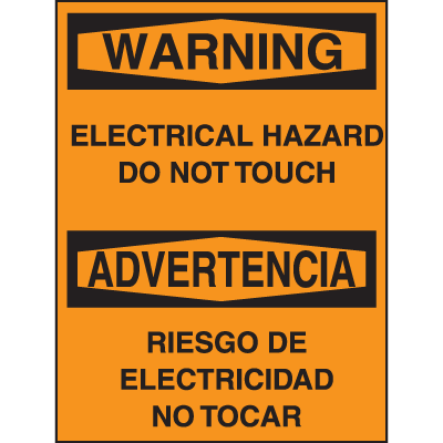 Bilingual Hazard Warning Labels - Warning Electrical Hazard Do Not ...