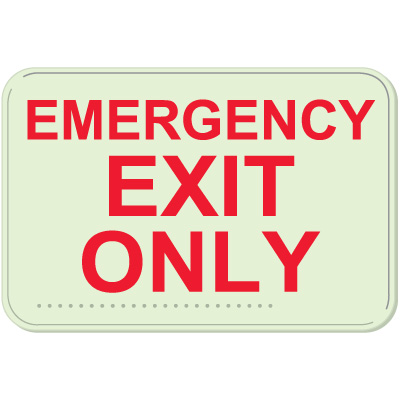 Emergency Exit Only Sign - Braille Glow-In-The-Dark Signs|Seton Canada ...