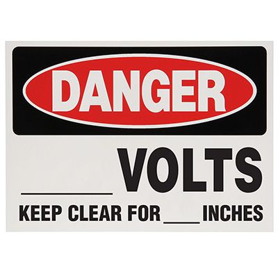 Write-On Danger Keep Clear Voltage Warning Labels | Emedco