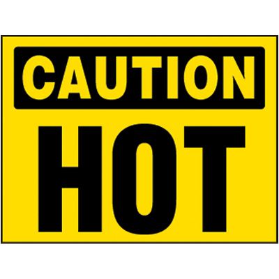 Caution Hot OSHA Safety Label 5pk - Black on Yellow | Emedco