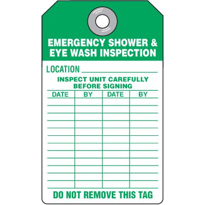 Eyewash & Shower Inspection Tags | OSHA & ANSI Compliant | Emedco