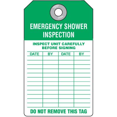 Duro-Plastic Emergency Shower Inspection Tag | Emedco