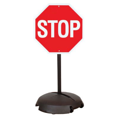 EZ-Roll Portable Stop Sign Stanchion System | Wheeled Base | Seton