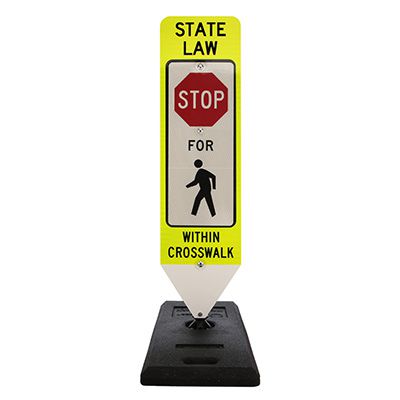 Stop Pedestrian Crossing Sign with Base - Spring-Back | Emedco