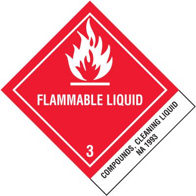 D.O.T. Labels - Flammable Liquid Compounds, Cleaning Liquid | Emedco
