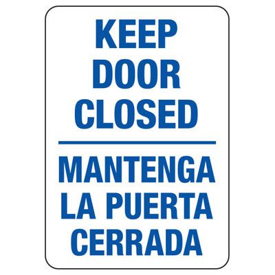 Bilingual Keep Door Closed Sign | Emedco