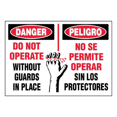 Bilingual Super-Stik Signs - Danger Do Not Operate | Emedco
