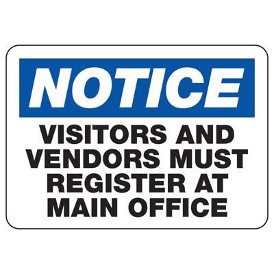 Vendors & Visitors Must Register Employee & Visitor Signs | Seton | Seton