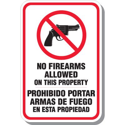 Bilingual No Firearms Allowed Signs | Emedco
