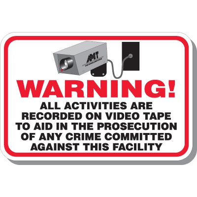 Warning Activities Recorded Sign, Property & Security Signs | Emedco