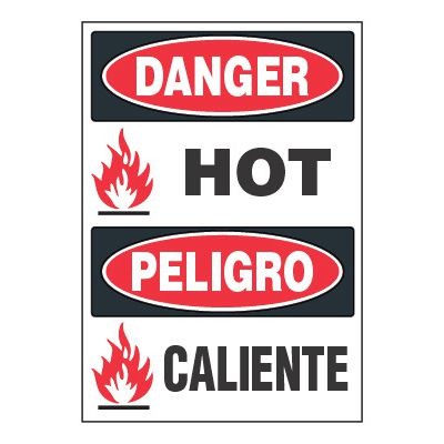 Bilingual ToughWash Adhesive Signs - Danger Hot | Seton.ca