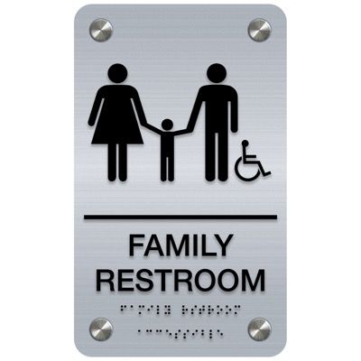 Family Restroom (Accessibility) - Premium ADA Restroom Signs | Emedco