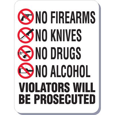 No Prohibited Items Signs|Seton Canada