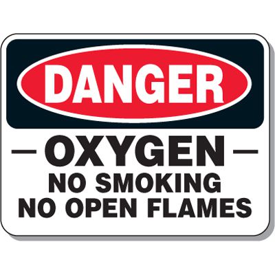 Danger Oxygen No Smoking Sign, OSHA & ANSI Compliance Signs, Chemical ...