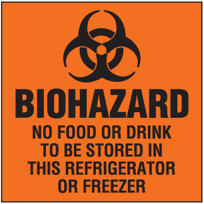 Biohazard Labels On-A-Roll - No Food Or Drink To Be Stored In This ...