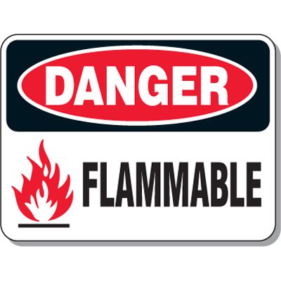 Chemical & Flammable Signs - Danger Flammable with Graphic, Chemical ...