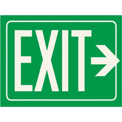 Photoluminescent Arrow Right Exit Sign - Green | Emedco