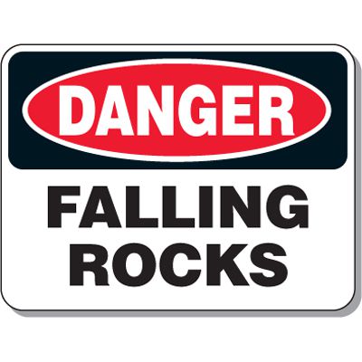 Hazardous Work Zone Mining Signs - Danger Falling Rocks | Emedco