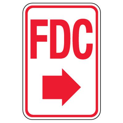 Fire Department Connection Sign - FDC (Right Arrow) | Emedco