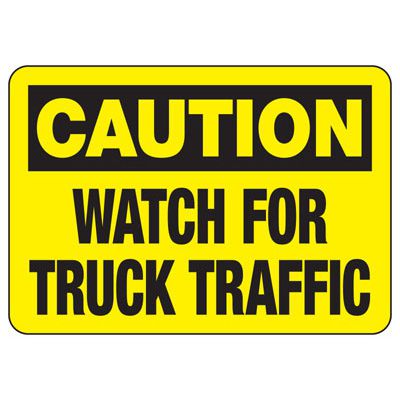 Caution Watch For Truck Traffic Sign, Warehouse Safety Signs | Emedco